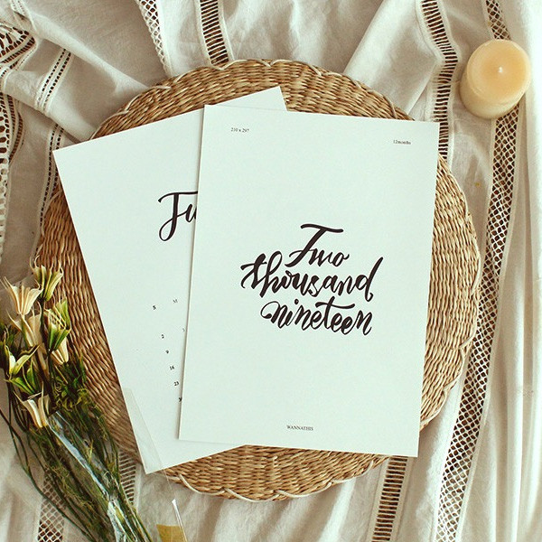 Wanna This 2019 Calligraphy A4 size calendar sheets pad