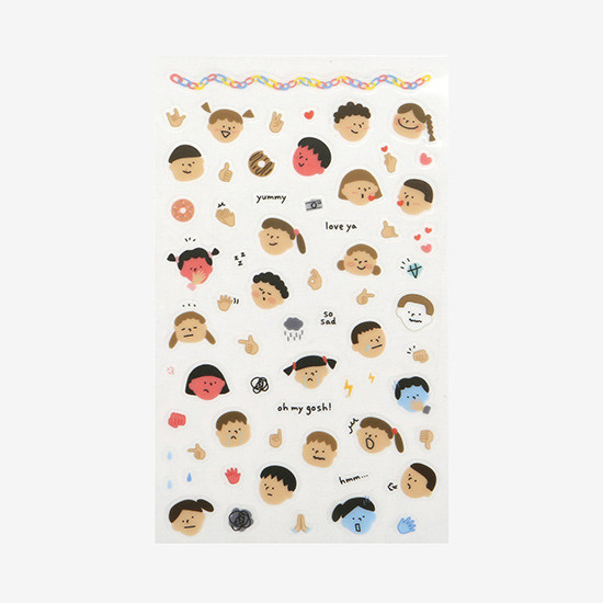 Dailylike Daily transparent deco cute sticker - Face