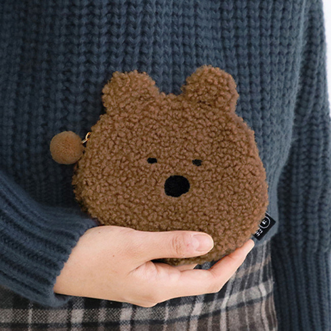 Iconic Furry buddy flat zipper pouch