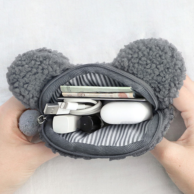 Iconic Furry buddy flat zipper pouch