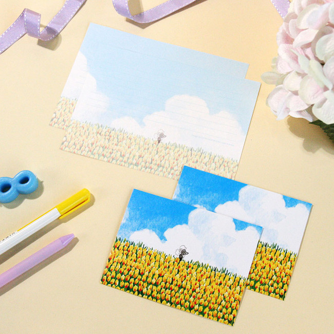 DESIGN GOMGOM Colorful medium letter and envelope set