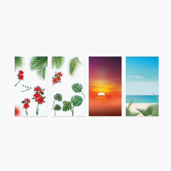 Appree Tropical sunset nature scene sticker set