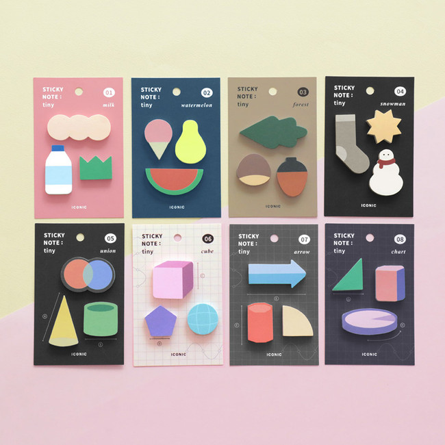 ICONIC Tiny sticky memo bookmark notepad set