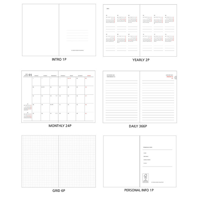 O-CHECK 2021 Eco friendly A6 dated daily diary planner