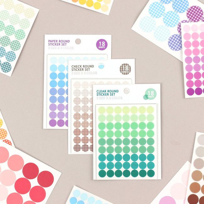 Wanna This Colorful circle deco sticker set of 18 sheets