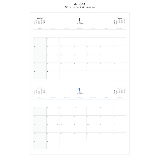 Dailylike 2022 Dual Dated Monthly Desk Planner Scheduler