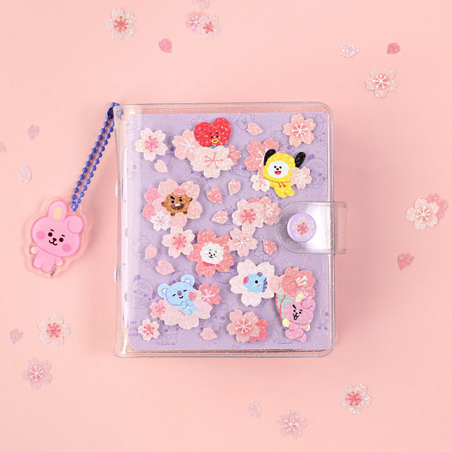 BT21 Cherry Blossom Glitter Removable Sticker - Fallindesign