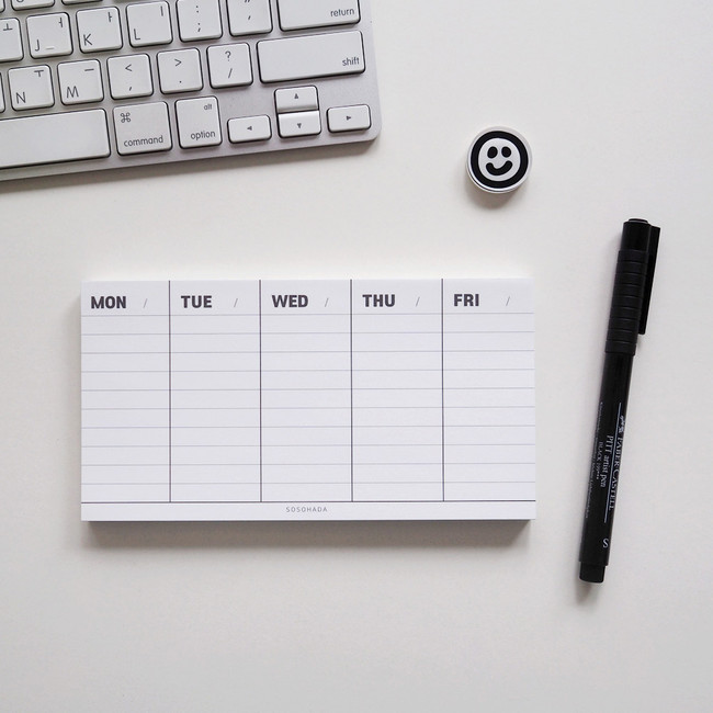 Sosohada Black Monday to Friday Weekday Planner Notepad