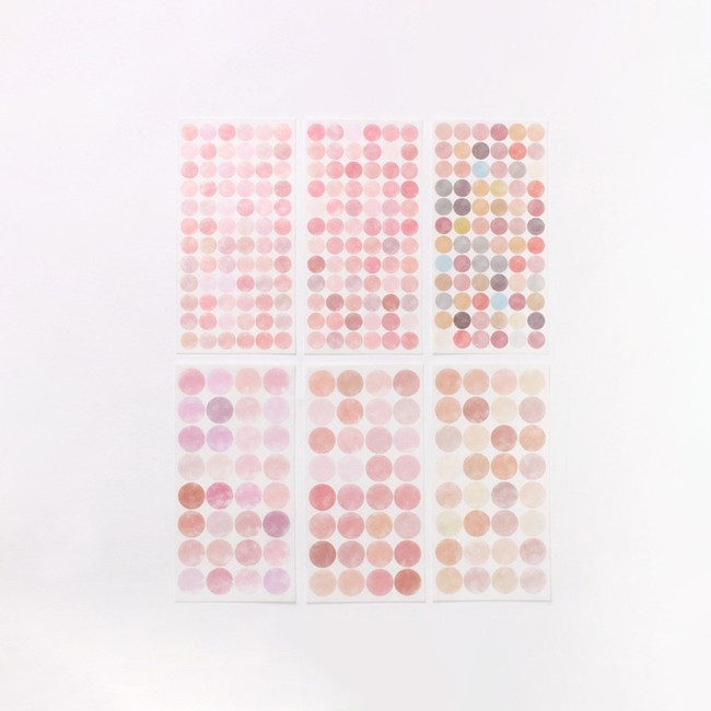 Appree Pink Gradation 4AM Circle Paper Sticker 6 Sheets