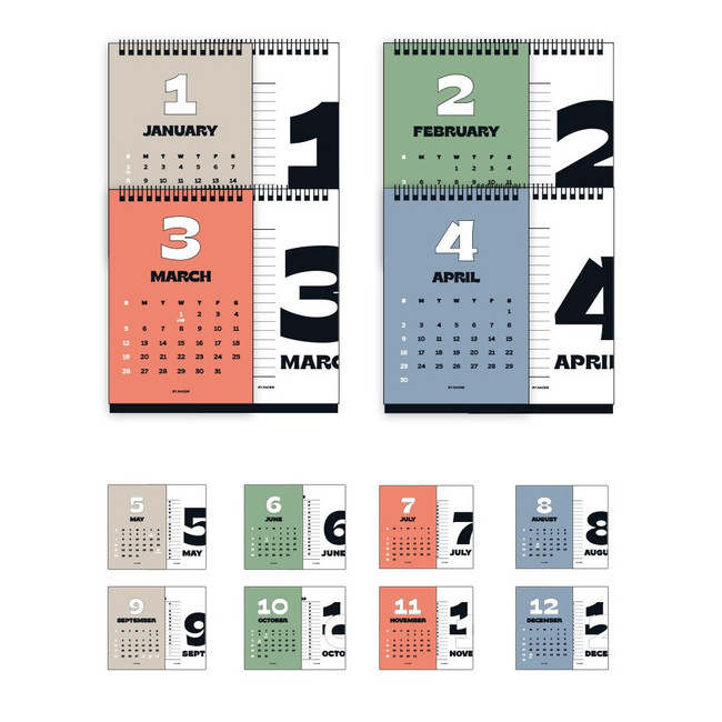 Nacoo 2023 Vintage Color Monthly Standing Flip Desk Calendar