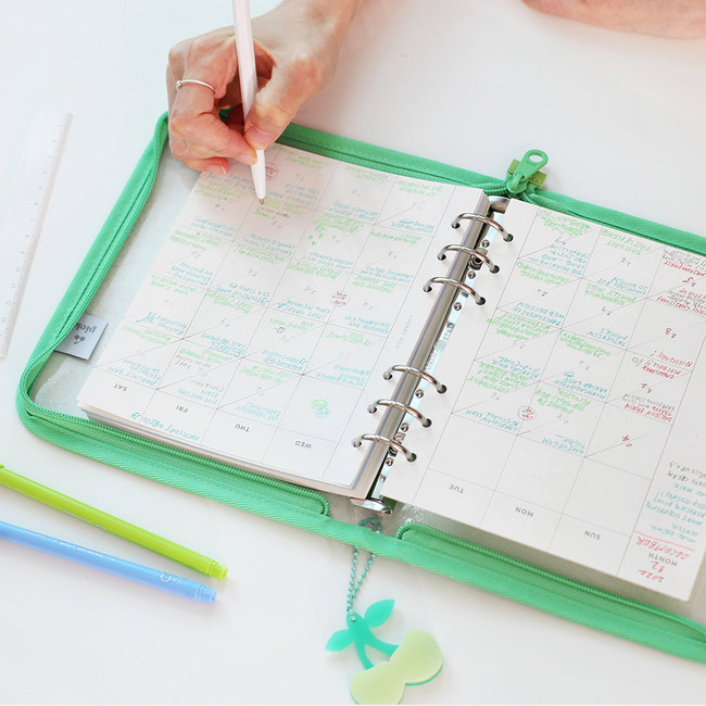 Cherry Pick Wide A6 Zipper 6-ring Dateless Weekly Diary Ver4