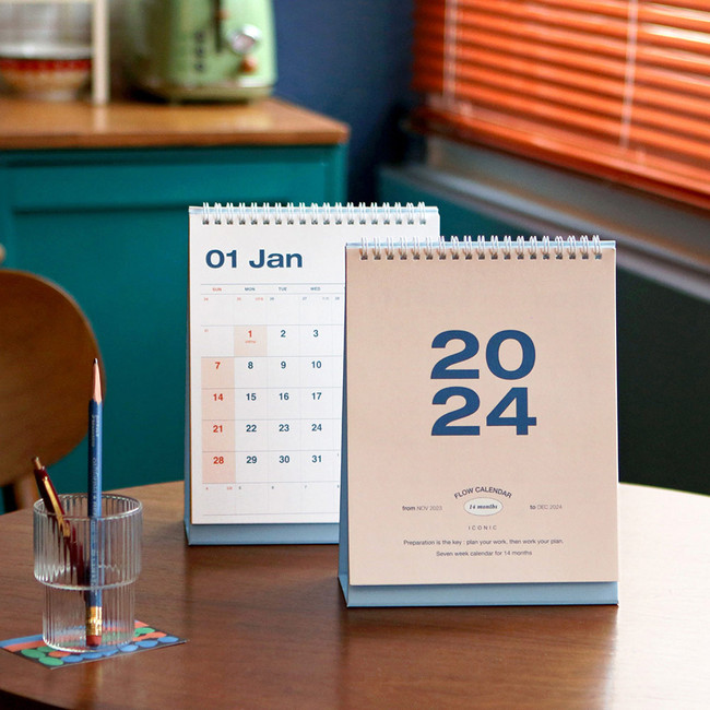 Iconic 2024 Flow Standing Flip Desk Calendar