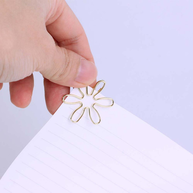 Appree Gold Flower Metal Clip Pack Korea Stationery