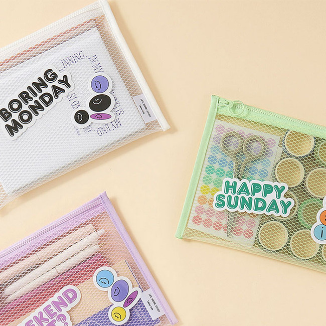 Table Talk Clear Pocket Simple Mesh Zipper Pouch