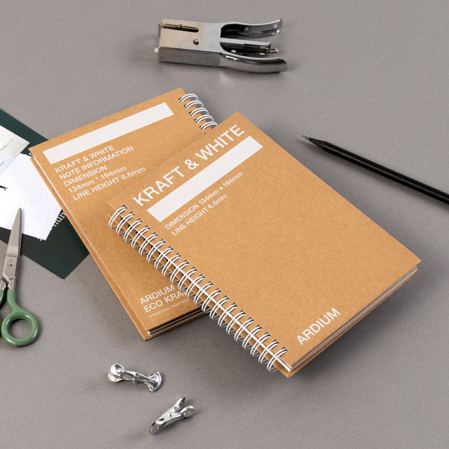 Kraft-White Wirebound Lined Notebook: Write Flat, Creativity