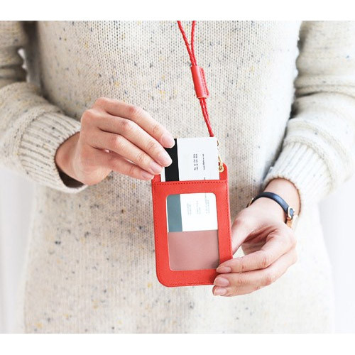 Iconic Swing slim and flat card case holder with neck strap