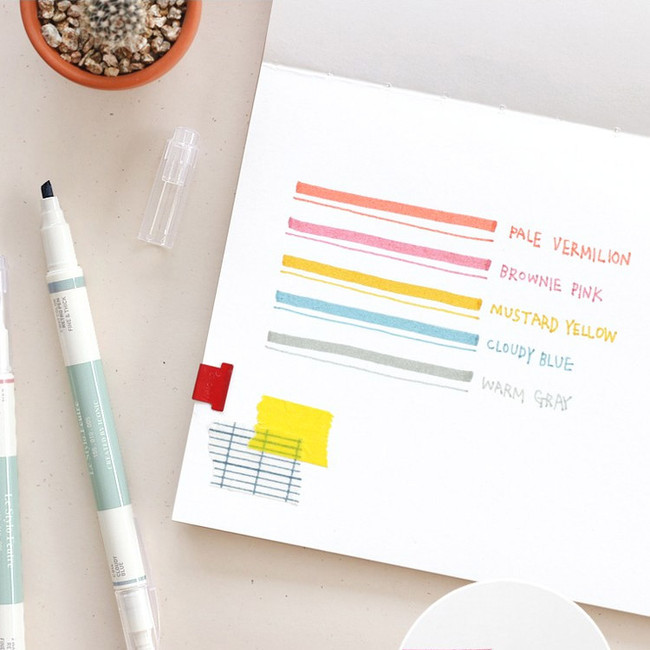 Iconic 5 retro colors double ended highlighter pen