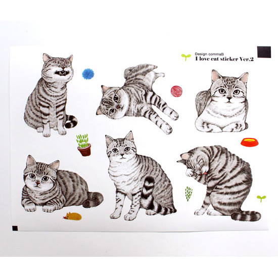 Design comma-B I love cat adhesive deco sticker 2 sheet ver.2