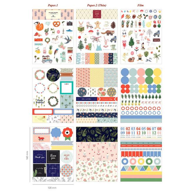 Iconic Diary deco sticker set 9 sheets in one set ver.6 - fallindesign