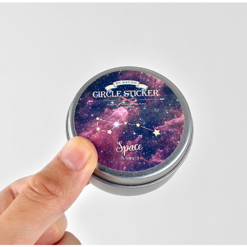 Nacoo Space circle sticker set with tin case - fallindesign