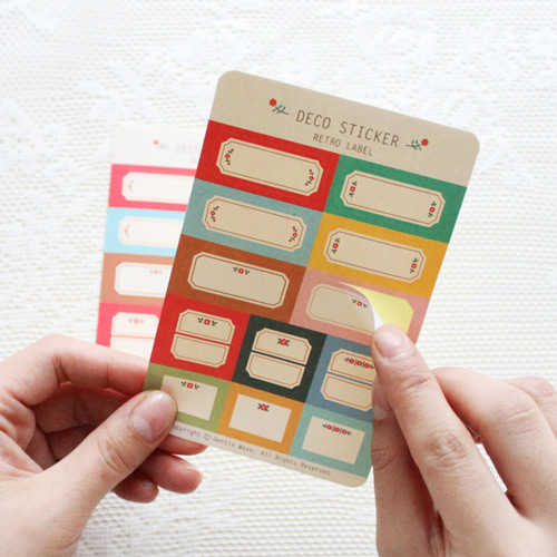 Gentle Wave Retro Label deco paper sticker - fallindesign.com