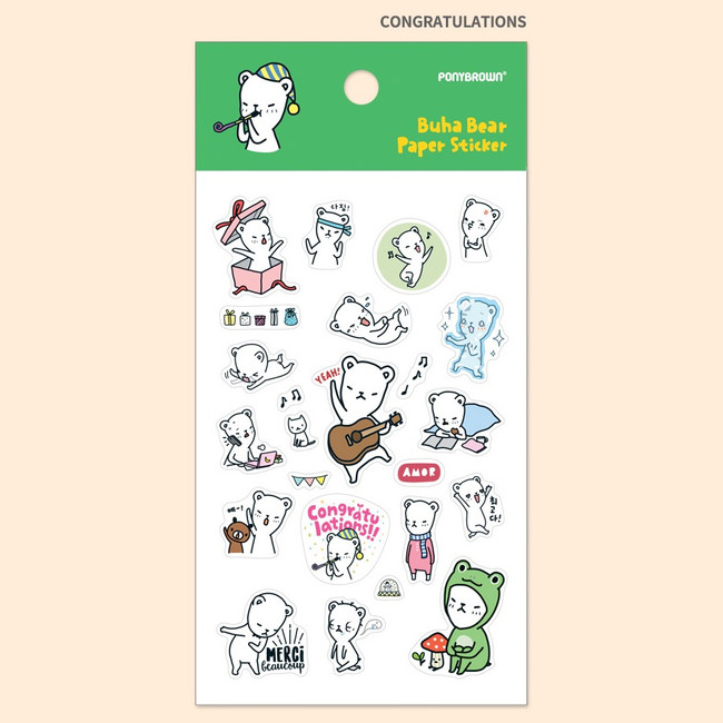 PONYBROWN Buhabear cute illustration paper sticker - Fallindesign