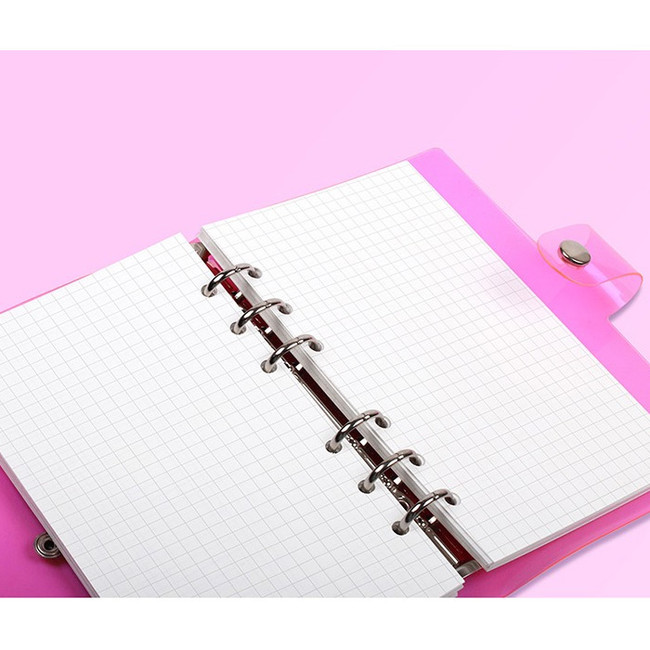 Lucalab Retro 6-ring grid notebook with neon PVC cover - fallindesign