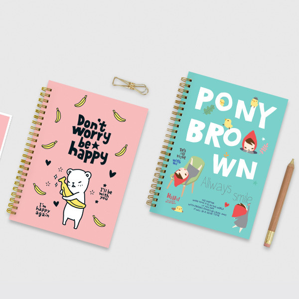 Ponybrown Cute illustration A5 spiral lined notebook