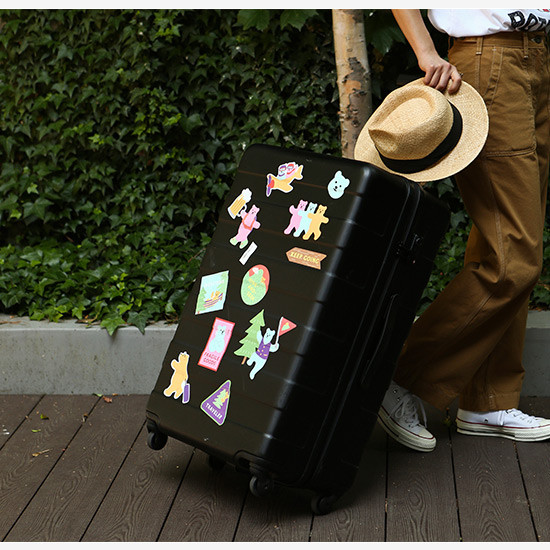Dailylike Bear's journey luggage deco sticker set with pouch
