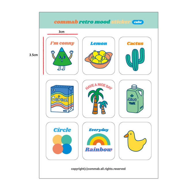 Design comma-B Retro mood paper sticker