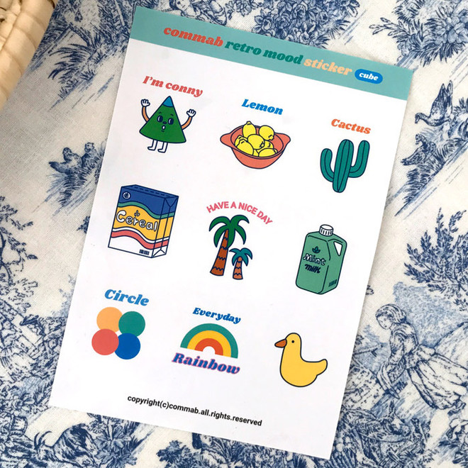 Design comma-B Retro mood paper sticker