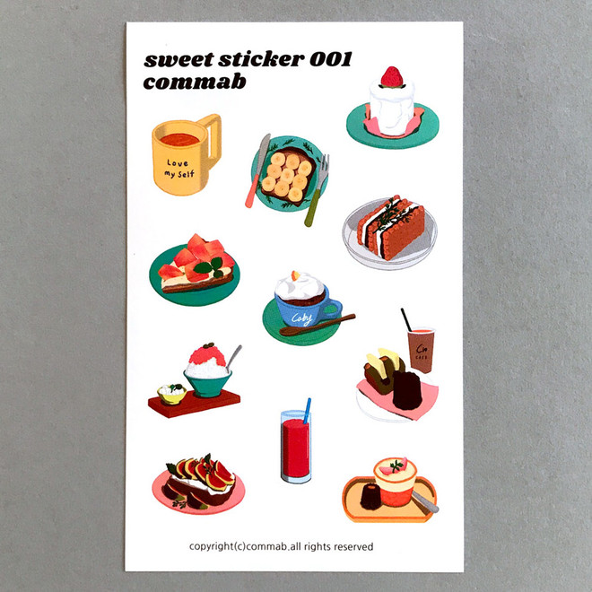 Design comma-B Sweet dessert illustration paper sticker