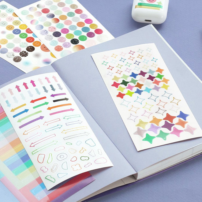 Iconic Color Shape Paper Clear Sticker Pack - Fallindesign