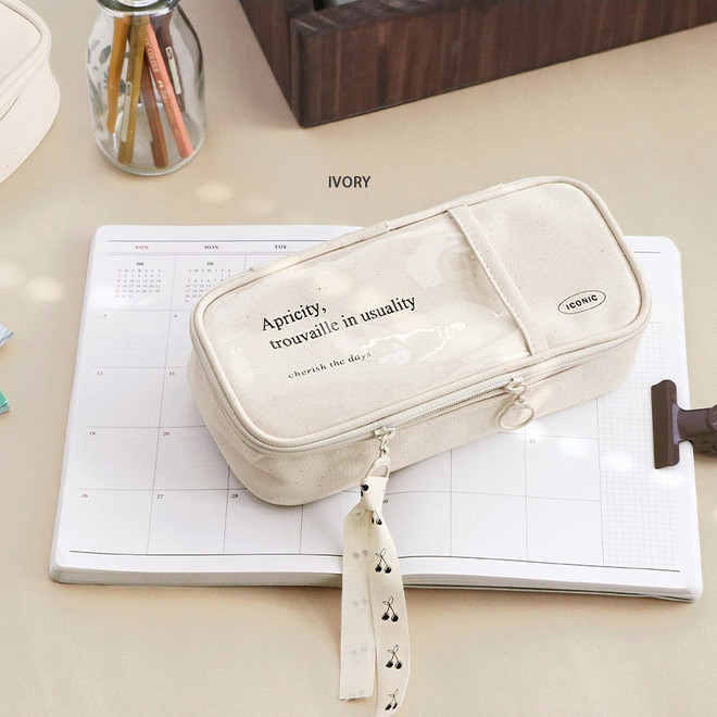 Iconic Cottony Large Rectangular Pencil Case Pen Pouch