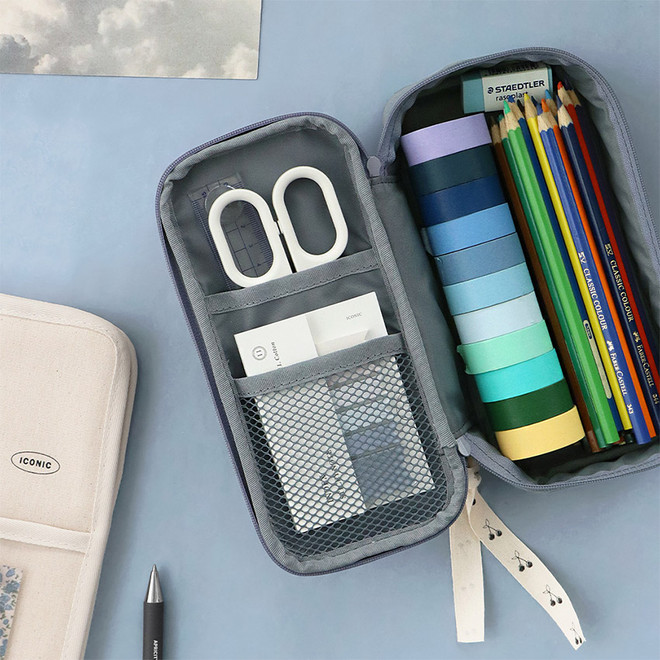 Iconic Cottony Large Rectangular Pencil Case Pen Pouch