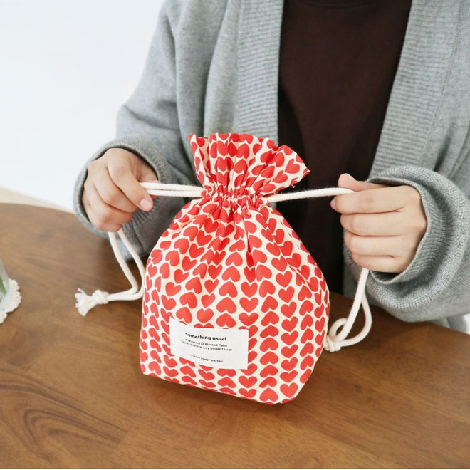 O-check Something Usual Cotton Drawstring Pouch