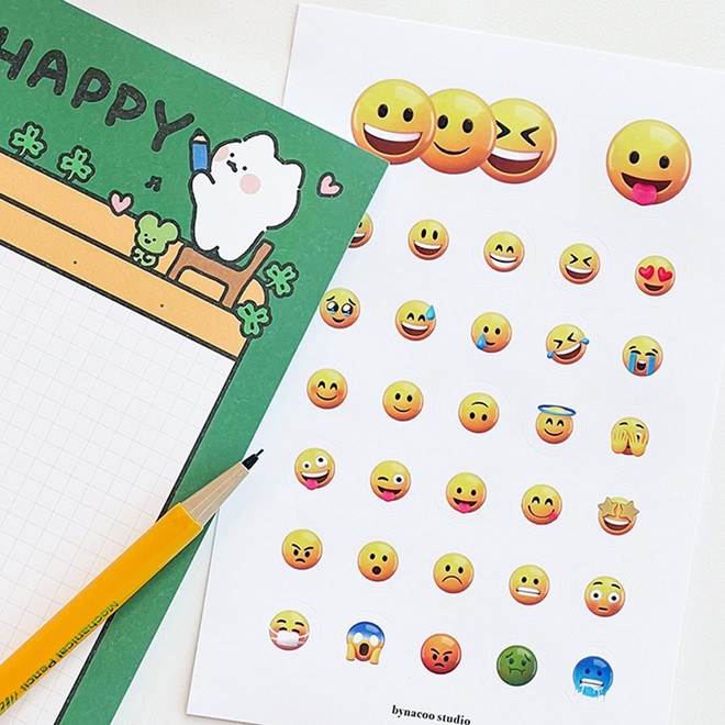 NACOO Emoji Emotion Circle Paper Sticker Pack