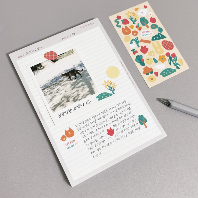 Spring A5 Lined Grid Notepad Cute Korean Stationery