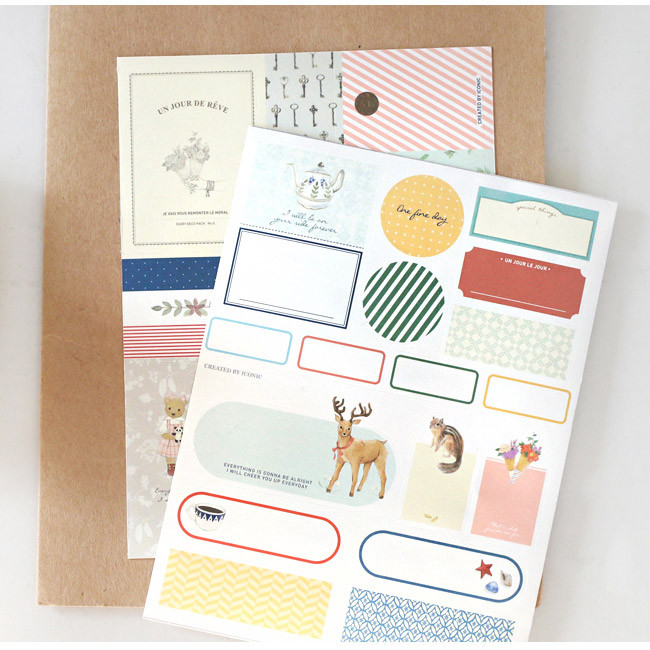 Iconic Diary deco sticker set 9 sheets in one set ver.5 - fallindesign