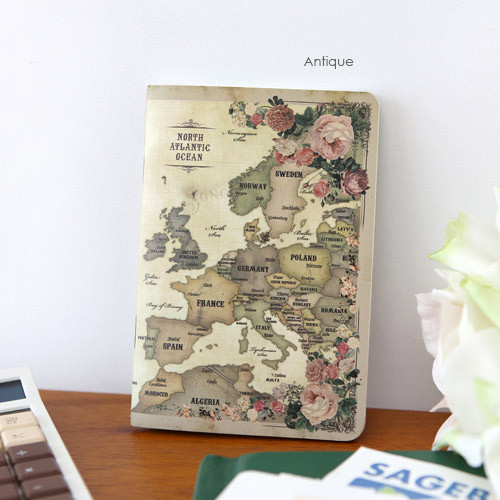 Indigo World map lined and plain small notebook - fallindesign
