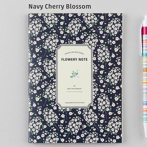 Ardium Cherry blossom pattern lined notebook small set - fallindesign