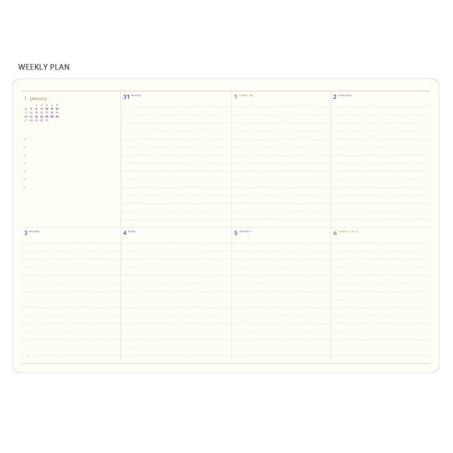 Byfulldesign 2019 Slim and wide B5 dated weekly planner