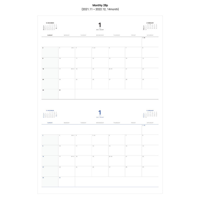 Dailylike 2022 Dual Dated Monthly Desk Planner Scheduler