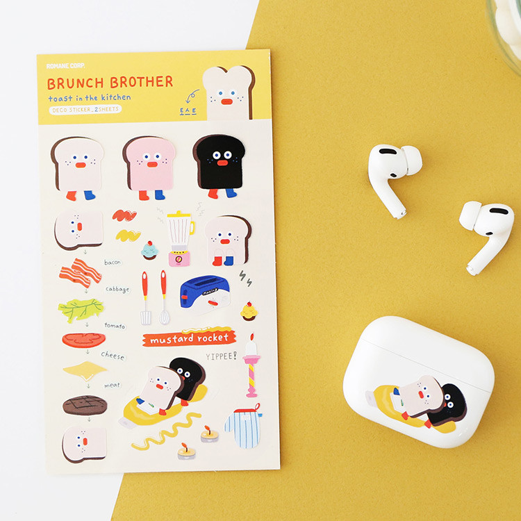 ROMANE Brunch brother PVC deco sticker 2 sheets set
