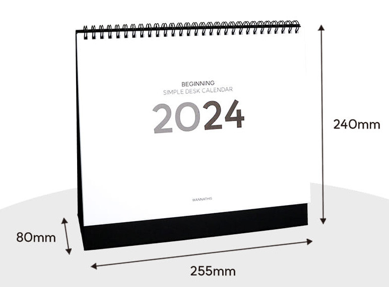 2024 Beginning Simple Monthly Standing Flip Desk Calendar
