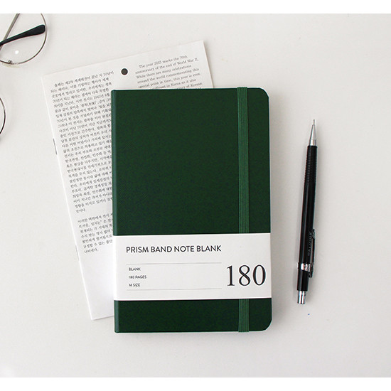Prism 180 pages medium blank notebook with elastic band