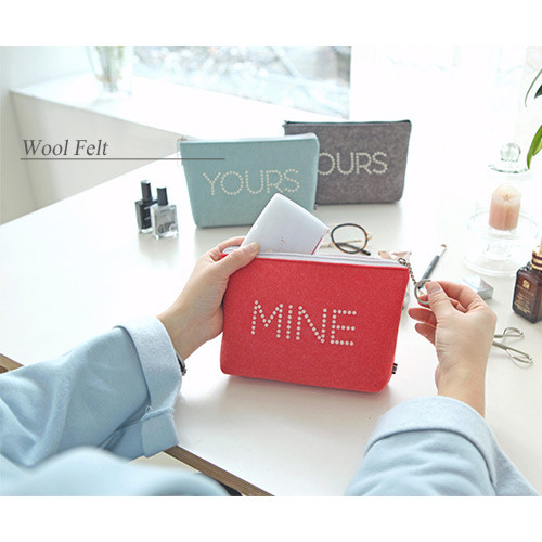 Indigo The Basic felt standing zipper pouch ver.4 - fallindesign