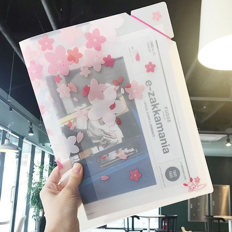 Cherry blossom rain pocket document file folder - fallindesign