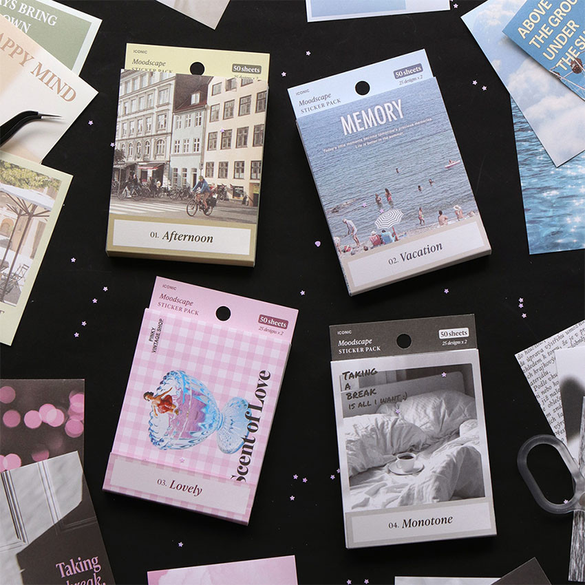 Iconic Daily Life Background Paper Sticker Pack 50 Sheets