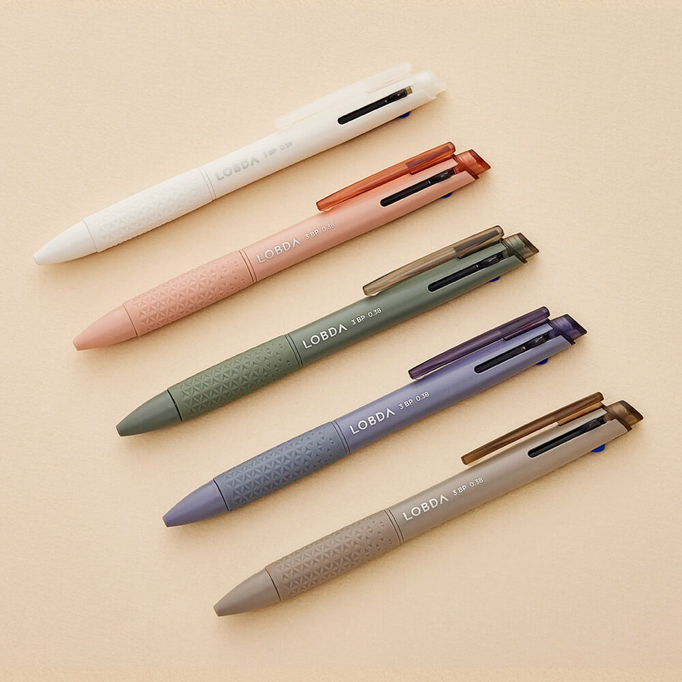 Iconic unique six Color 0.4mm twin ballpoint pen set of 3